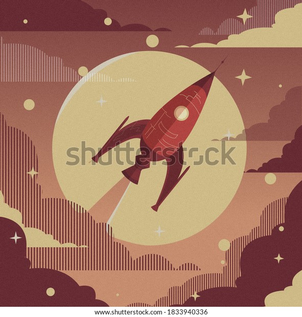 Poster On Space Theme Rocket Stars Stock Illustration 1833940336 ...