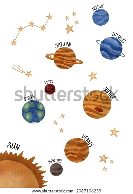 Poster Planets Solar System Sun Earth Stock Illustration 2087106259 ...