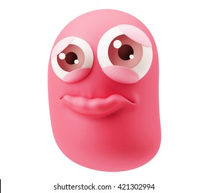 Pouting Sad Expression Emoticon Character 3d Stock Illustration 421302994