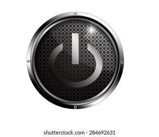 Glass Power Button Icon On Metal Stock Vector (Royalty Free) 133740518