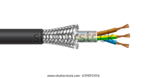 Power Multicore Cable Braided Shield Structure Stock Illustration 639892456