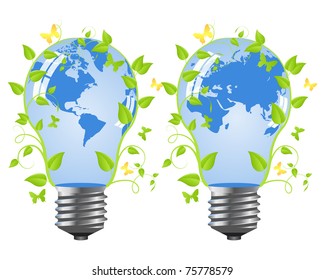 Green Eco Earth Light Bulb Ecology Stock Vector (Royalty Free ...