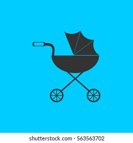 Pram Icon Flat Simple Black Symbol Stock Illustration 563563702 ...
