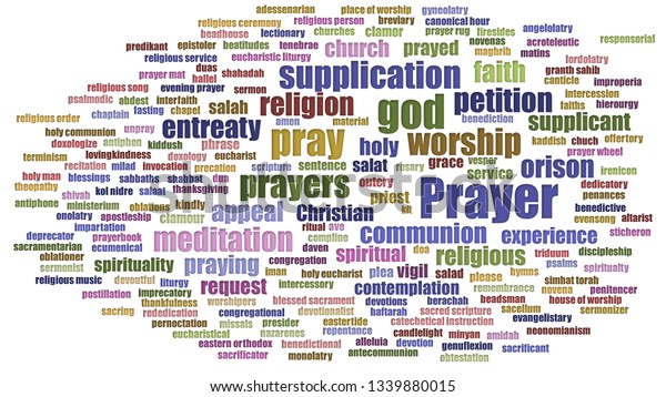 Prayer Word Cloud Aligned On White Stock Illustration 1339880015 ...