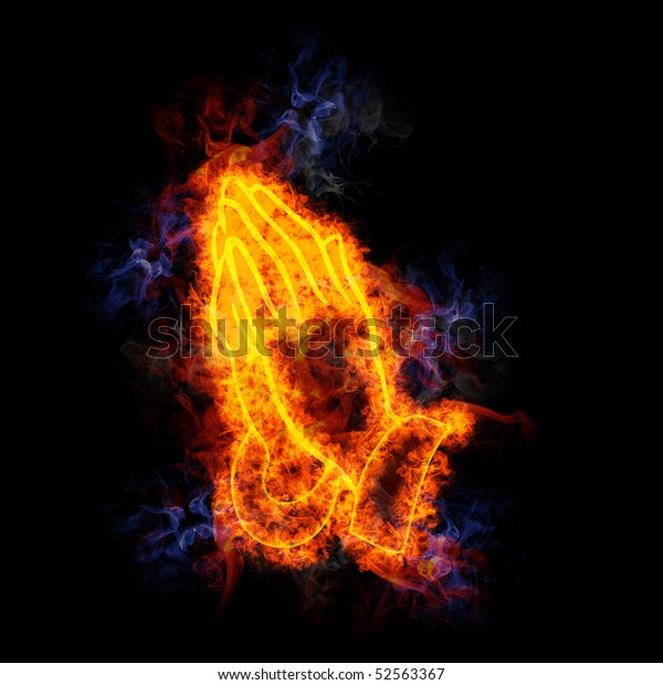 Praying Hands Covered Flames Stock Illustration 52563367