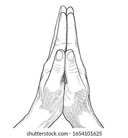 Praying Hands Drawing Image Hd Stock Illustration 1654101625 | Shutterstock