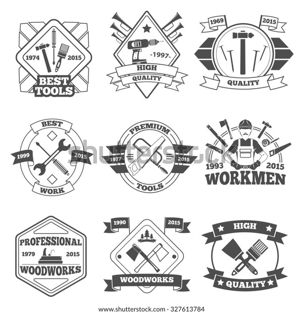 Premium Quality Hand Work Tools Label Stock Illustration 327613784