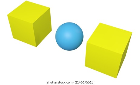 Preposition Ball Between Two Boxes 3d: ilustrações stock 2146675513 ...