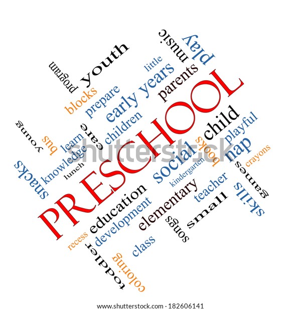 Preschool Word Cloud Concept Angled Great Stock Illustration 182606141 ...