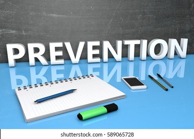 Prevention Text Concept Chalkboard Notebook Pens Stock Illustration ...