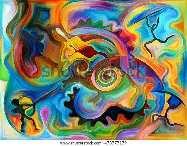 Primitive Art Series Composition Elements Cave Stock Illustration 473777179