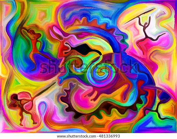 Primitive Art Series Composition Elements Cave Stock Illustration ...