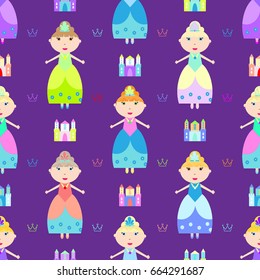 Princess Castle Seamless Pattern Raster Stock Illustration 664291687 ...