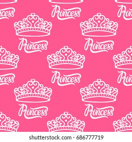 Princess Crown Seamless Repeating Pattern Diadem Stock Illustration ...