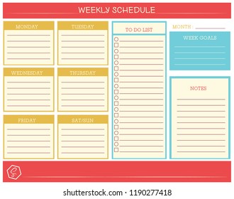 Weekly Planner Design Stock Vector (Royalty Free) 1279513621