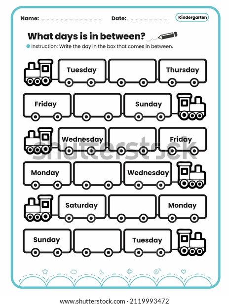 Printable Days Week Worksheet Train Illustration: ภาพประกอบสต็อก ...