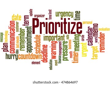 Prioritize Word Cloud Concept On White Stock Illustration 474864697 ...