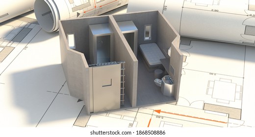Prison Cell Double Unit Model On Stock Illustration 1868508886 ...