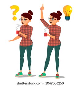 Problem Concept Vector Thinking Woman Solving Stock Vector (Royalty ...