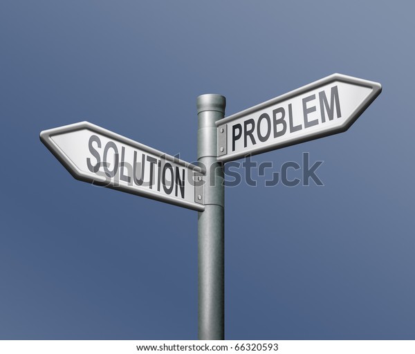 Problem Solution Road Sign Blue Background Stock Illustration 66320593 ...