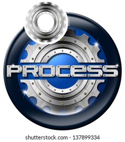 Process Icon Process Blue Metal Button Stock Illustration 137899334 ...