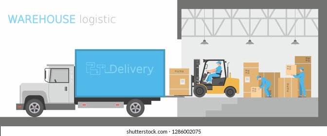 Process Loading Unloading Trucks Forklift Warehouse Stock Illustration ...