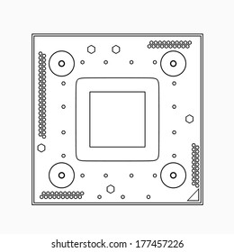 Ilustrasi Stok Processor Unit Cpu Black Cartoon Illustration 208815142 ...