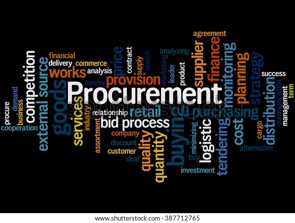 Procurement Word Cloud Concept On Black Stock Illustration 387712765