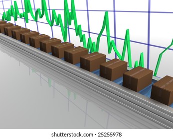 Ilustrasi Stok Production Line Boxes Graph Three Dimencional 25255978 ...