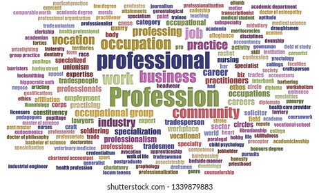 Profession Word Cloud Rows On White Stock Illustration 1339879883 ...