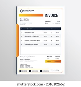 Professional Creative Invoice Design Template Stock Illustration ...