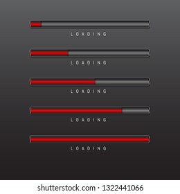 Progress Bar Loading Red Color On: vector de stock (libre de regalías ...
