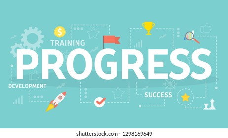 Progress Concept Illustration Idea Development Success Stock Vector ...