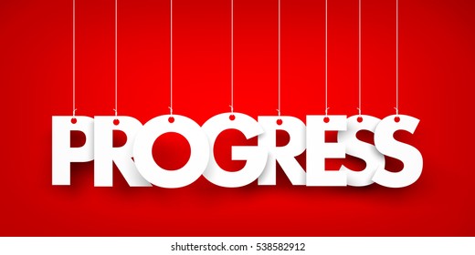 Progress Word Hanging On Red Background Stock Illustration 538582912 ...