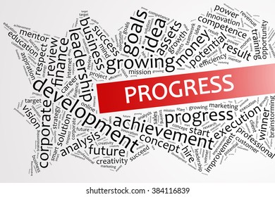 Progress Word On Word Cloud Concept Stock Illustration 384116839 ...