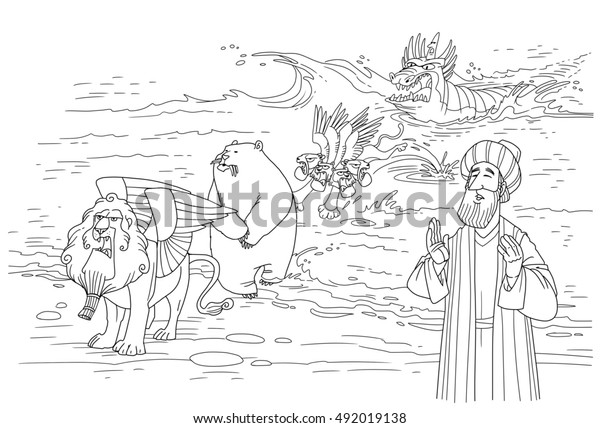 Prophet Daniel Sees Vision About Beasts Stock Illustration 492019138