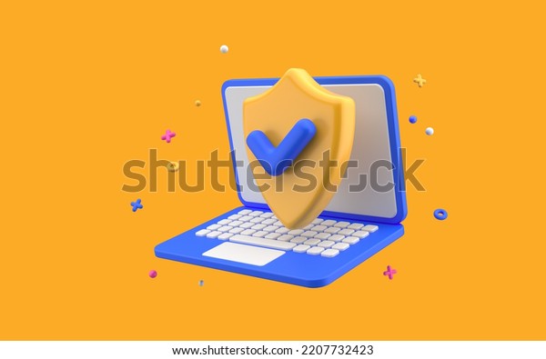Protected Device Shield Icon Cyber Security Stock Illustration ...