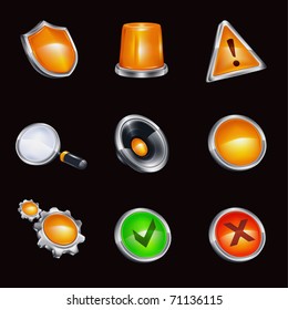Protection System Icon Set On Black Stock Vector (Royalty Free) 54425173