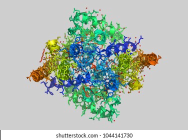 Protein Molecules 3d Rendering Stock Illustration 1044076252