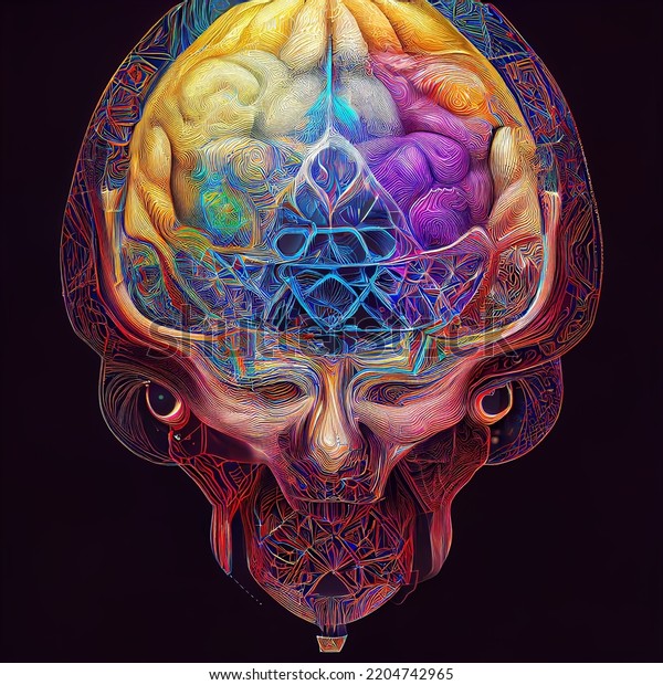 Psychedelic Brain Sacred Geometry Stock Illustration 2204742965 ...