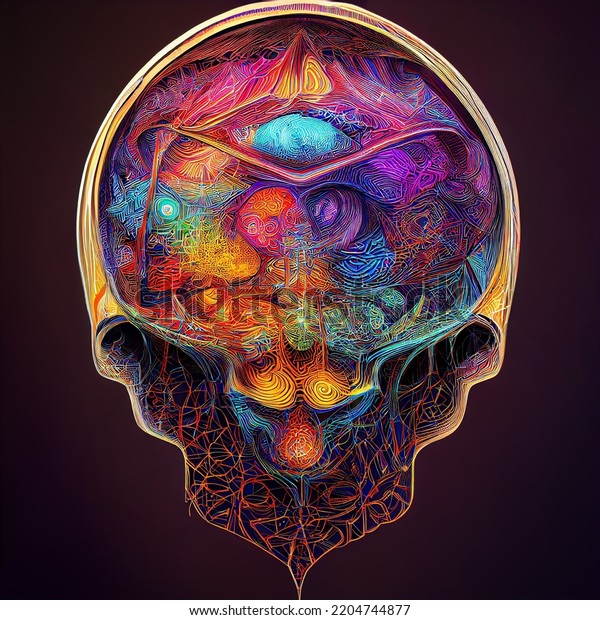 Psychedelic Brain Sacred Geometry Stock Illustration 2204744877 ...