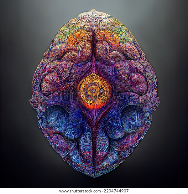 Psychedelic Brain Sacred Geometry Stock Illustration 2204744907 ...