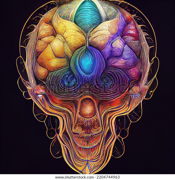 Psychedelic Brain Sacred Geometry Stock Illustration 2204744963 ...
