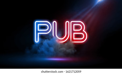 Pub Neon Light Effect Studio Room: ภาพประกอบสต็อก 1621712059 | Shutterstock