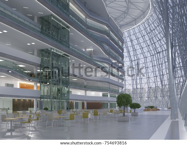Public Interior Atrium 3d Render Stock Illustration 754693816 ...