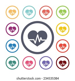 Pulse Flat Icons Set Open Round Stock Illustration 234535384 | Shutterstock