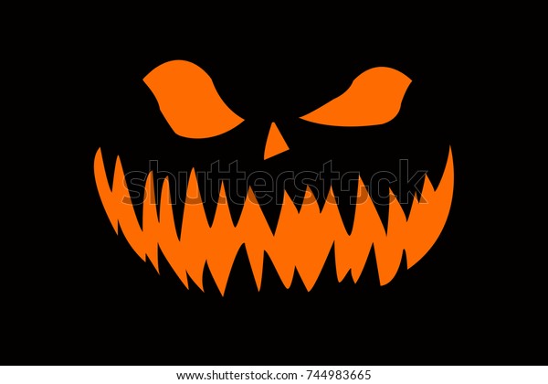 Pumpkin Face On Black Background Pumpkin: ilustración de stock ...