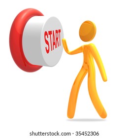 Push Start Button Go 3d Humanoid Stock Illustration 35452306 | Shutterstock