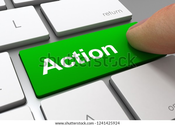 Pushing Action Button Key Concept 3d Stock Illustration 1241425924 ...