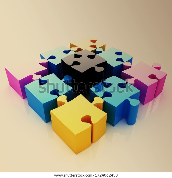 Puzzle Four Elements Conceptual Image Palette Stock Illustration ...